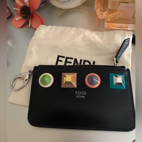 Fendi | Bags | Fendi Leather Studded Card Key Pouch Case | Poshmark